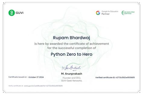 rupam bhardwaj on linkedin pythonprogramming guvilearning