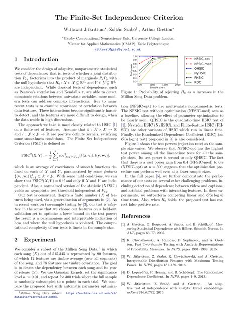 Pdf The Finite Set Independence Criterion