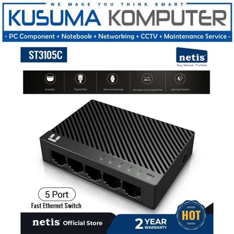 Jual NETIS ST3105C 5 Port RJ45 100M Fast Ethernet Switch Shopee Indonesia