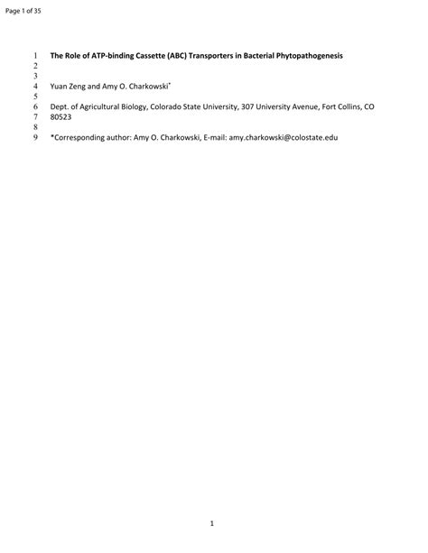 Pdf The Role Of Atp Binding Cassette Abc Transporters In Bacterial Phytopathogenesis