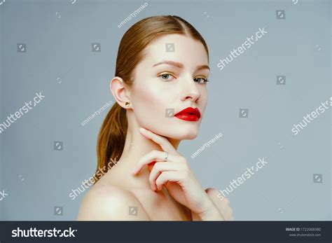 Portrait Attractive Sexy Woman Red Lips Stock Photo Shutterstock