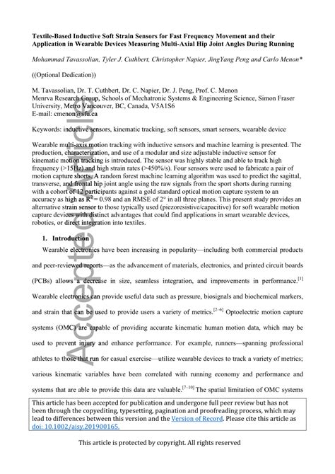 Pdf Textile‐based Inductive Soft Strain Sensors For Fast Frequency Movement And Their