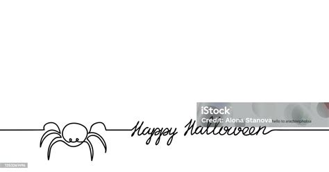 거미 타란툴라 벡터 배너 해피 할로윈 레터링 배경 배너 일러스트레이션을 위한 거미의 연속 선 그림 하나 흑백 간단한 인사말 가상 할로윈에 대한 스톡 벡터 아트 및 기타