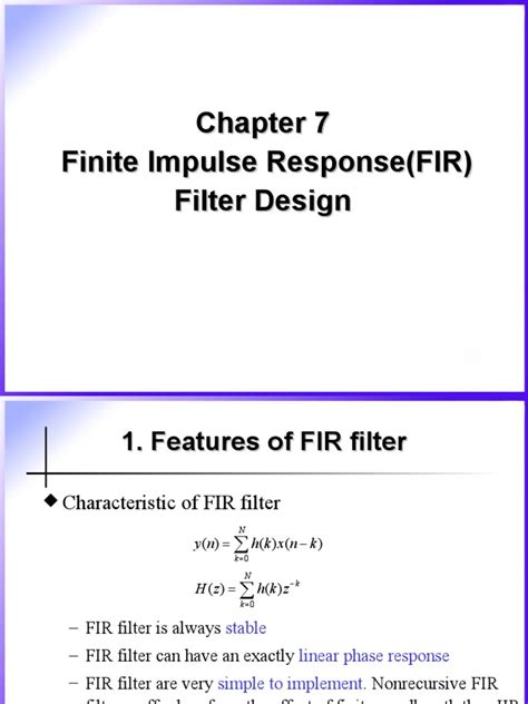 Finite Impulse Response Fir Filter Design Pdf Applied Mathematics