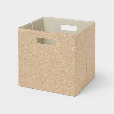 13x13 Fabric Decorative Storage Bin Tan Linen Brightroom™ 13