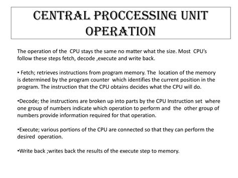 PPT CENTRAL PROCCESSING UNIT PowerPoint Presentation Free Download ID 2633302