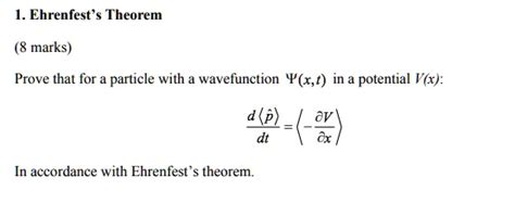 Solved Prove That For A Particle With A Wavefunction Ïˆx T In A