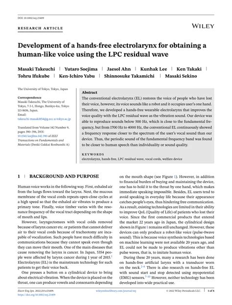 development of a hands‐free electrolarynx for obtaining a human‐like