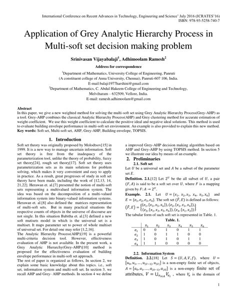 pdf application of grey analytic hierarchy process in multi soft set