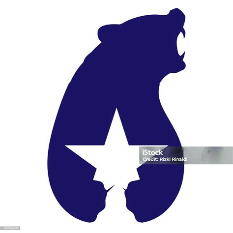 화난 얼음 북극 그리즐리 곰 홀드 스타 아이콘 일러스트 디자인 곰에 대한 스톡 벡터 아트 및 기타 이미지 곰 으르렁거리다