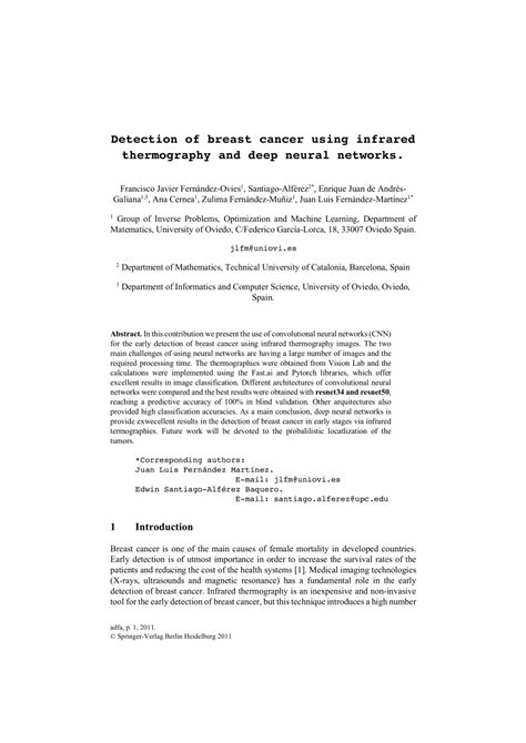 Pdf Detection Of Breast Cancer Using Infrared Thermography And Deep