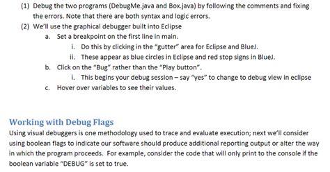 Solved Debug The Two Programs DebugMe Java And Chegg