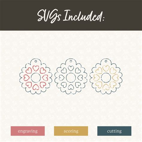 Flower Heart Earring Svg For Laser Commercial Use Scoring Engraving Wood Or Acrylic Earring
