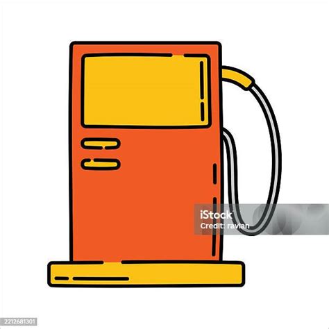 가스 펌프 손으로 그린 스타일 주황색 연료 디스펜서 아이콘 에너지 그래픽 자동차 테마 및 여행 앱 요소에 적합 0명에 대한 스톡 벡터 아트 및 기타 이미지 Istock