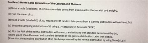 Problem 3 Monte Carlo Simulation Of The Central Limit
