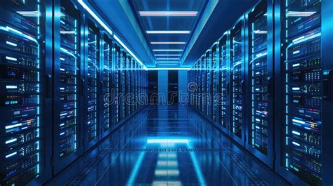 Tech Driven Server Farm Precise Rows Of Data Servers In A 3d Setting