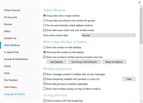 Tabbed Chat Windows Trillian