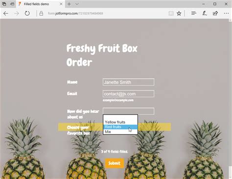 Filled Fields Form Widgets JotForm