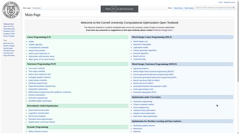 cornell university computational optimization open textbook