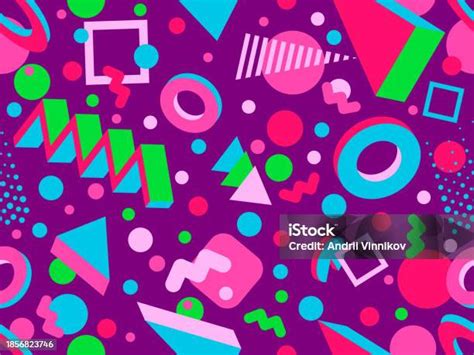 80 년대 스타일의 3d 기하학적 모양의 완벽한 패턴 다채로운 기하학적 패턴 판촉 제품 디자인 포장지 및 인쇄 벡터 일러스트