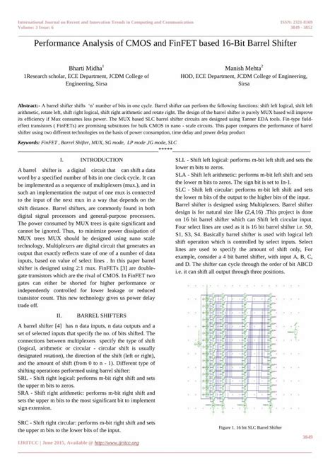 Pdf Performance Analysis Of Cmos And Finfet Based 16 Bit Barrel Shifter Dokumentips