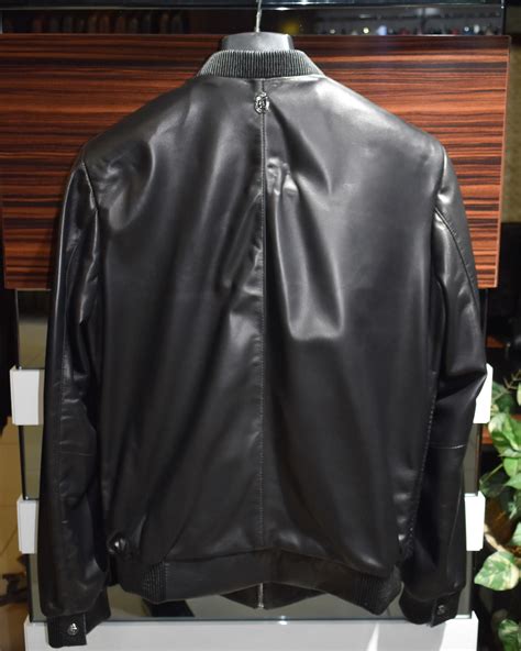 Billionaire Python Trim Leather Bomber Jacket Leather Guys