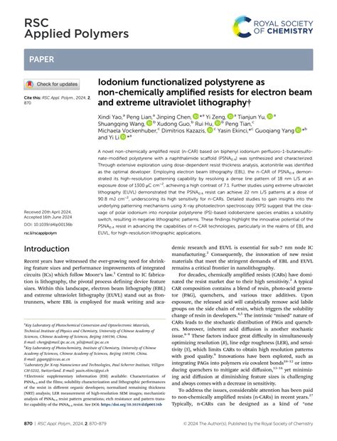 Pdf Iodonium Functionalized Polystyrene As Non Chemically Amplified Resists For Electron Beam