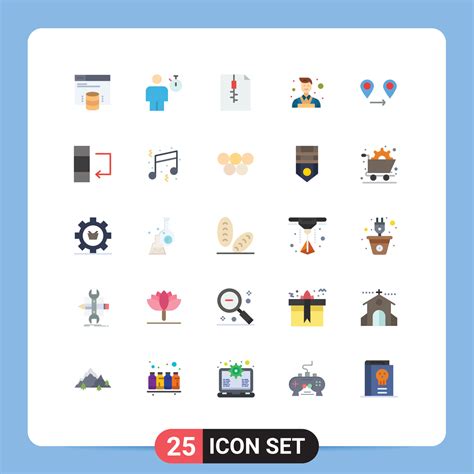 25 User Interface Flat Color Pack Of Modern Signs And Symbols Of Map Gps Timer Wall Decorator
