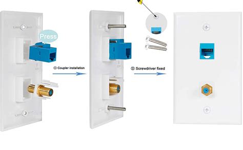 MOSIMLI Placa De Pared Coaxial Ethernet Paquete De Placa De Pared Coaxial RJ Toma De