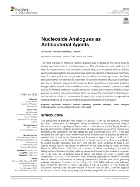 Nucleoside Analogues As Antibacterial Agents Pdf Antimicrobial