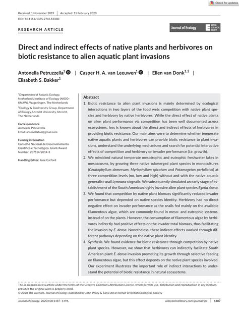 Direct And Indirect Effects Of Native Plants And Herbivores On Biotic Resistance To Alien