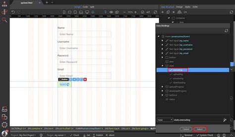 wappler documentation show disabled button with spinner on form submit