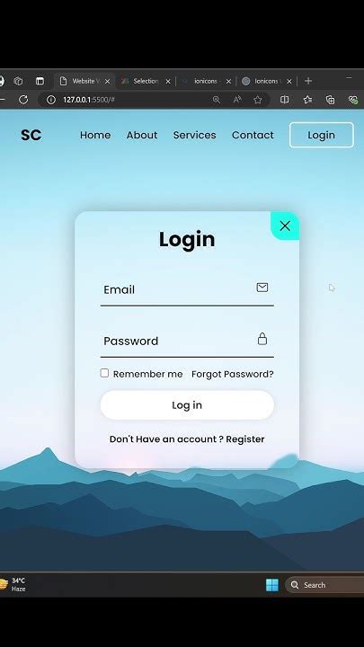 Build Beautiful Login And Register Form With Html Css And Js Coding Shortvideo Javascript