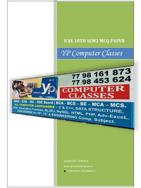 ypcc icse 10th sem2 200 mcq from papers pdf class computer