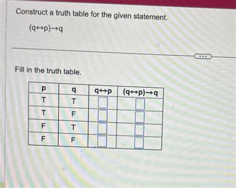 Solved Construct A Truth Table For The Given