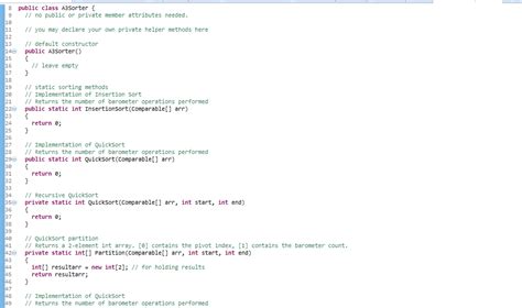 Solved Public Class A Sorter No Public Or Private Member Chegg