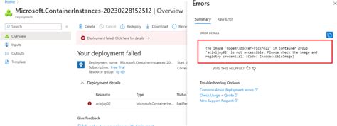 Azure Container Instance Image From Public Docker Leads To