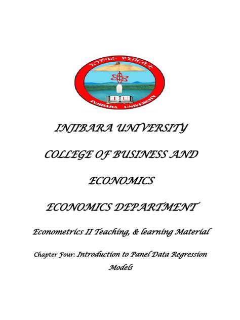 Econometrics Ii Chapter 4 Panel Data Econometrics Pdf Endogeneity