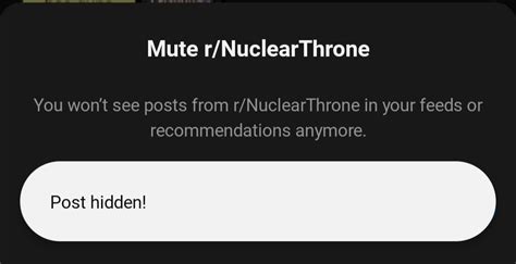 When Trying To Hide And Mute A Sub From Your Feed This Happens And You Need To Wait For It To Go