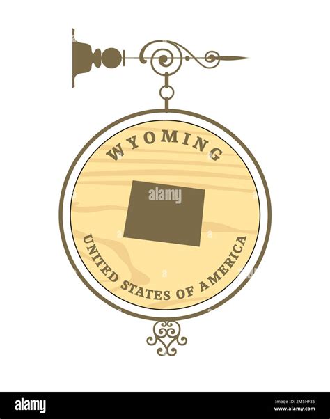 Vintage Label With Map Of Wyoming Vector Stock Vector Image And Art Alamy