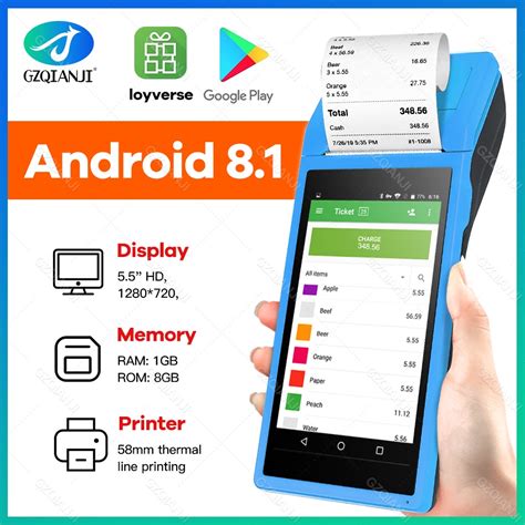 PDA POS Terminal Thermal Handheld Bluetooth Printer Mm Android Rugged PDA Barcode Camera D D