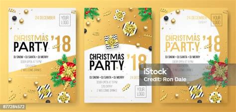 크리스마스 겨울 휴일 파티 축 하 포스터 또는 초대 카드 황금 훈장과 선물 금 선물의 새 해 파티 디자인 서식 파일에 대 한