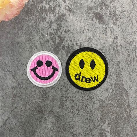 Drew Smiley Face Embroidered Logo Sticker With Heat Ironing 5cm Shopee Malaysia