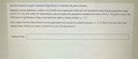 solved use the statistical applet statistical significance