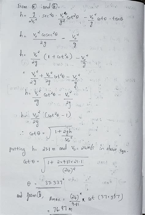 [solved] A Projectile Is Launched From Point A With Speed Vo 24 M S