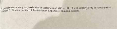Solved A Particle Moves Along The Y Axis With An Chegg