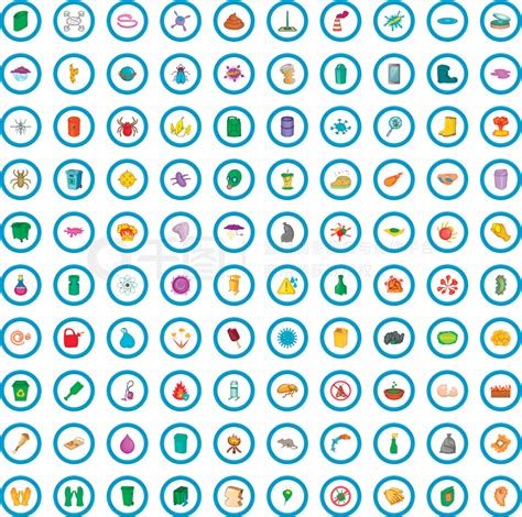 个污染象在所有设计传染媒介例证的动画片样式设置了卡通风格 污染图标集模板免费下载 eps格式 像素 编号 千图网