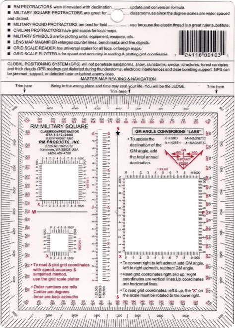 Military Square Protractor 5in X 5in Map Reading And Navigation 21