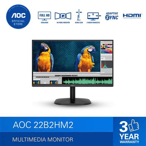 Jual Aoc 22b2hm2 Ultra Slim Led Monitor 21 45 Va 4ms 100hz Fhd Hdmi Shopee Indonesia