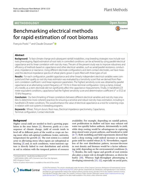 Benchmarking Electrical Methods Pdf Electrical Impedance Correlation And Dependence